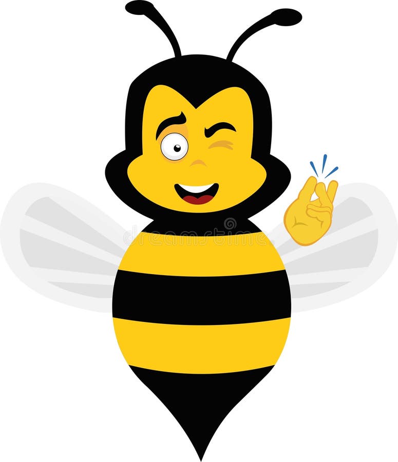 Head Bee Cartoon Wink Snap Fingers Stock Vector - Illustration of signs ...