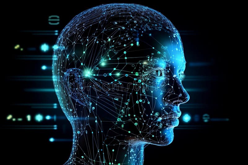 Head with Binary Code Background. Generative AI. Stock Illustration - Illustration of science ...