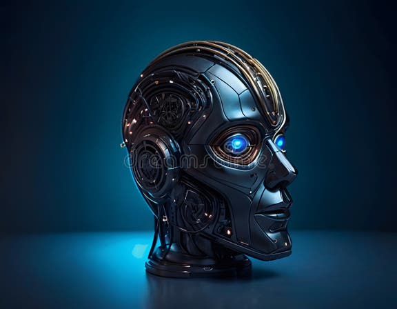 Head of a Bionic Robot. Artificial Intelligence. Stock Photo - Image of ...