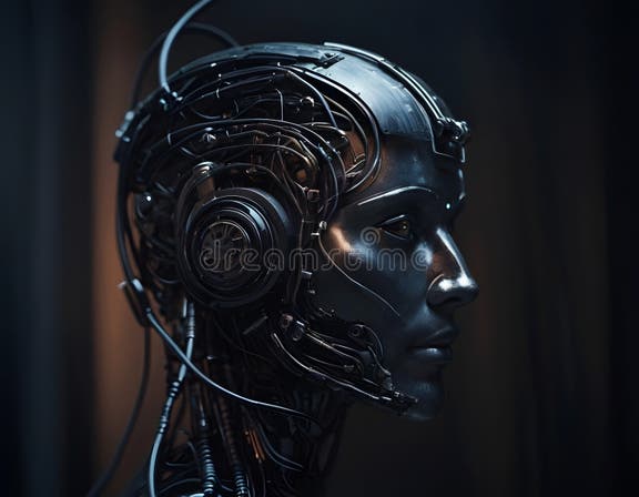 Head of a Bionic Robot. Artificial Intelligence. Stock Photo - Image of ...