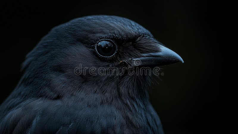 Head of Black Bird with Dark Feathers, Abstract Dark Background ...