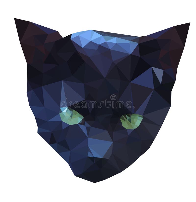 Head of Black Cat. Polygonal Vector Illustration Stock Vector ...