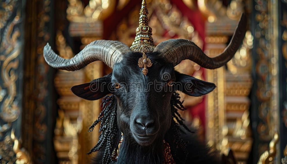 Head of Black Goat, Thailand. Stock Illustration - Illustration of ...