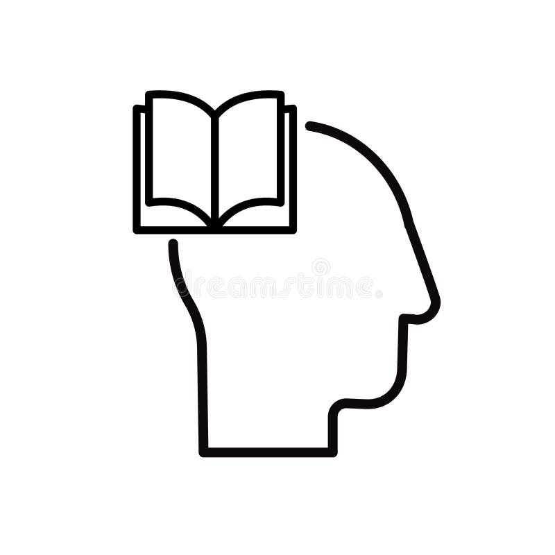 Head with Book, Knowledge - Vector Icon Stock Illustration ...