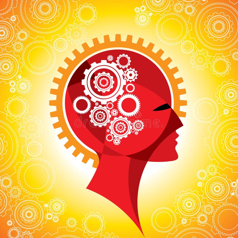 Head and brain gear stock vector. Illustration of machine - 28431035