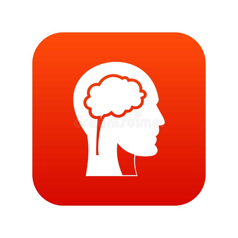 Head with Brain Icon Digital Red Stock Vector - Illustration of ...