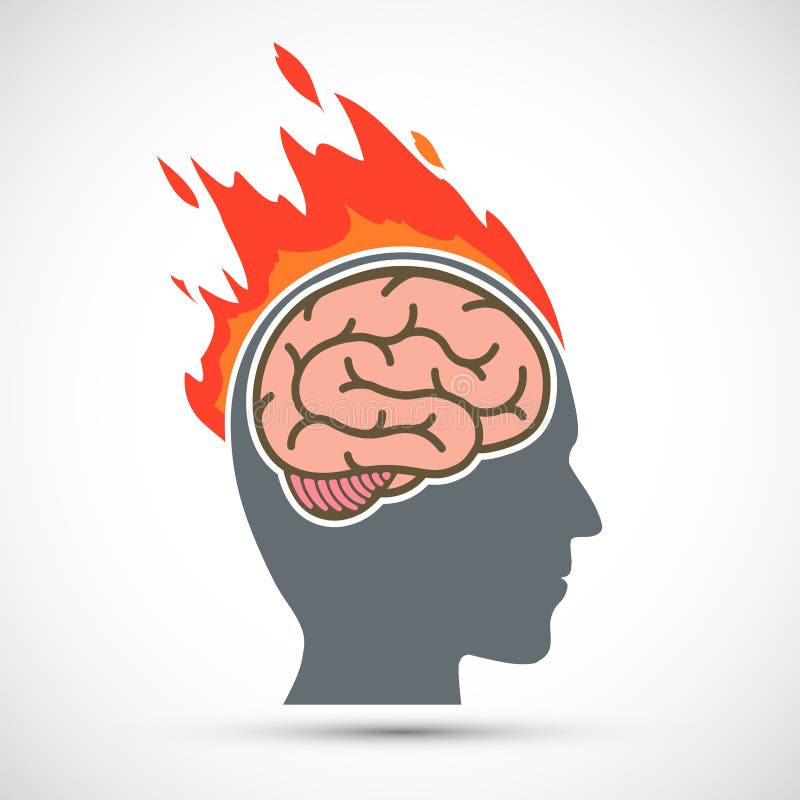 Head with the Brain Inside is on Fire Stock Vector - Illustration of ...