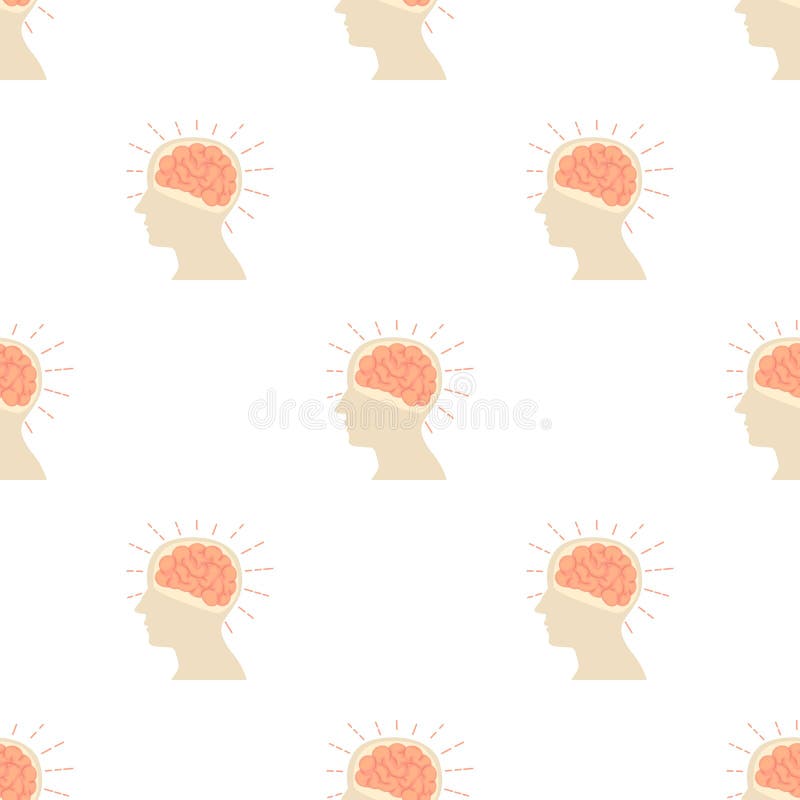 Head with Brain Pattern Seamless Vector Stock Vector - Illustration of ...