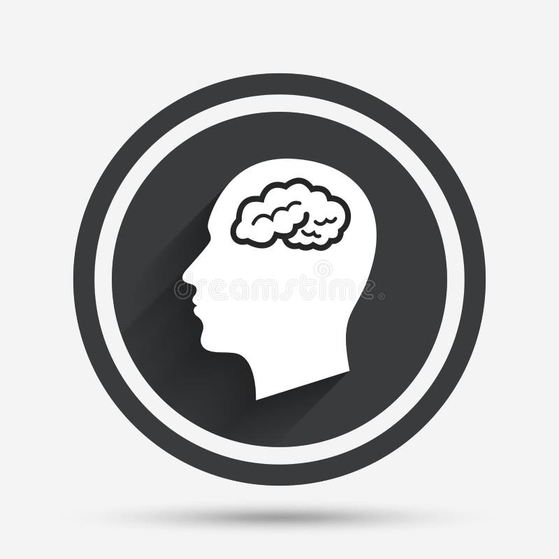 Head with Brain Sign Icon. Male Human Head. Stock Vector - Illustration ...