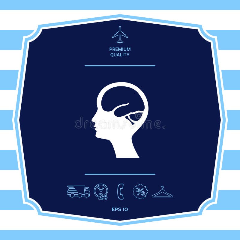 Head with Brain Symbol Icon. Graphic Elements for Your Design Stock ...