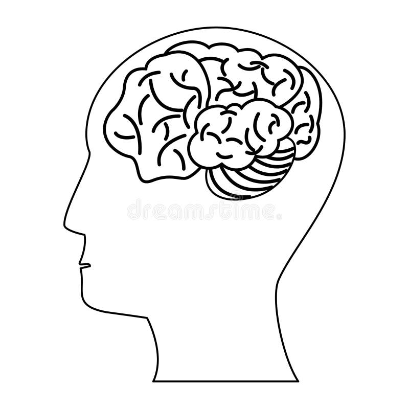 Head with Brain Symbol Isolated in Black and White Stock Vector ...