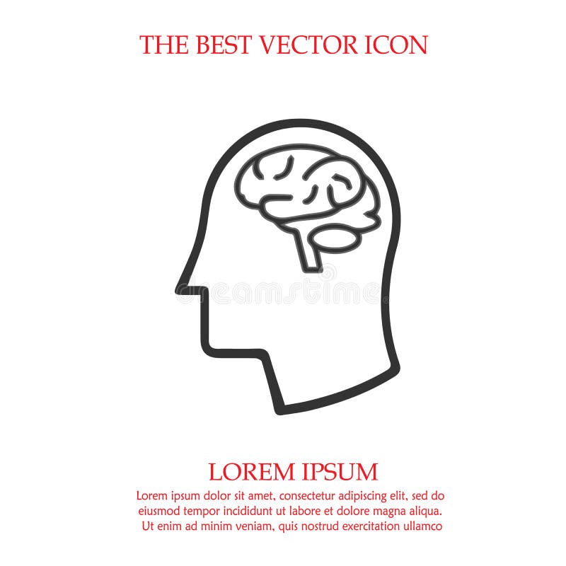 Head with Brain Vector Icon. Simple Isolated Silhouette Symbol Stock ...