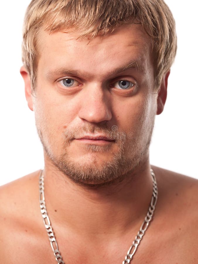 Head of Brawny Unshaven Man Stock Photo - Image of blue, muscular: 13512212