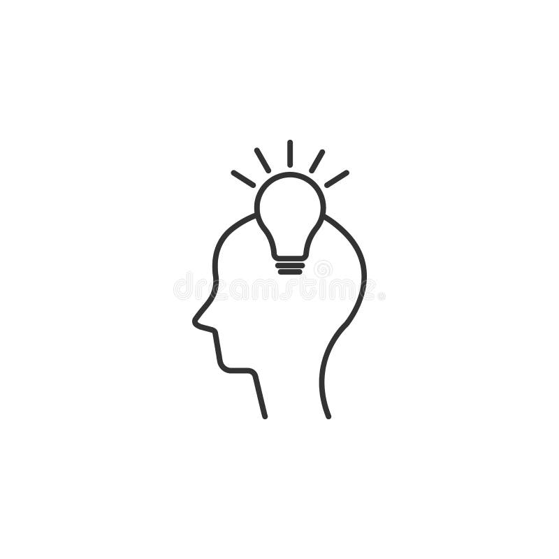 Head with Bulb Icon. Simple Element Illustration. Head with Bulb Symbol ...