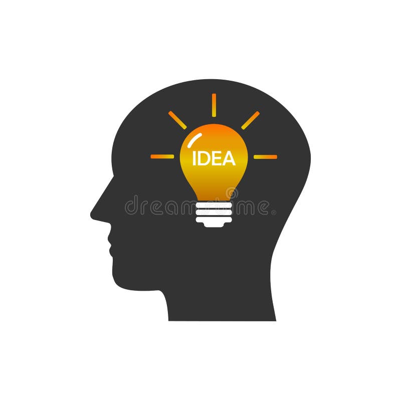 Head, Bulb, Idea Icon. Vector Illustration, Flat Design Stock ...