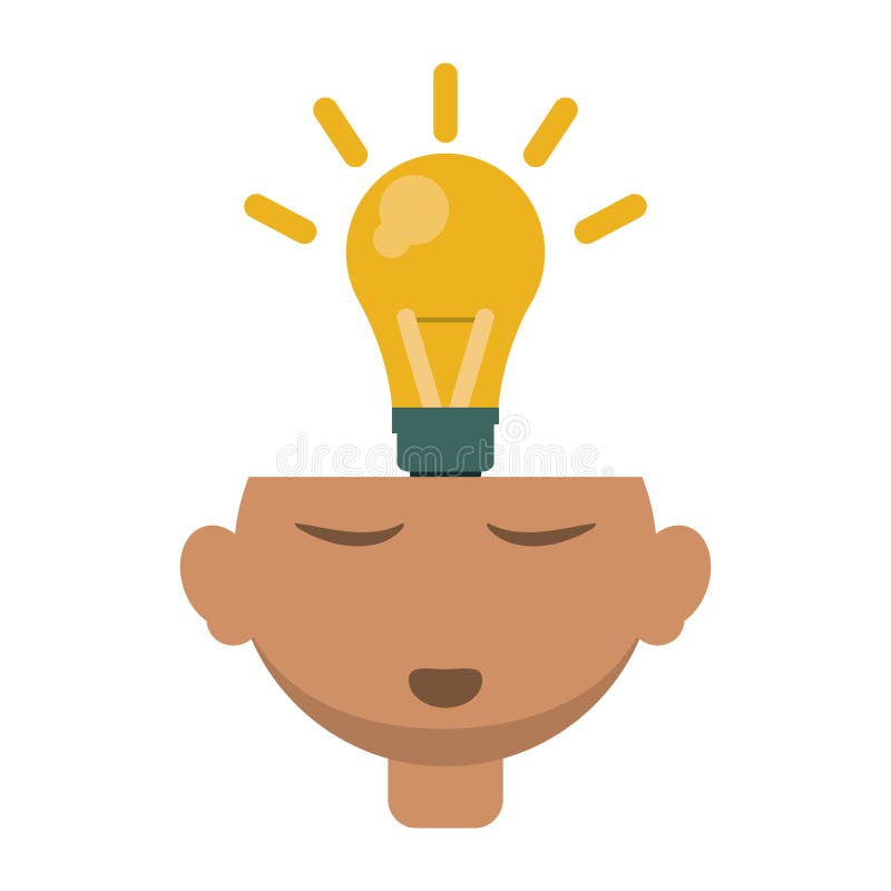 Head with Bulb Light Symbol Stock Vector - Illustration of intelligence ...