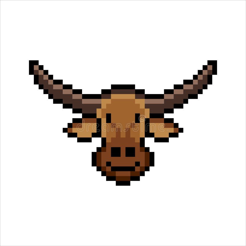 Bull head with pixel art. stock vector. Illustration of calf - 273728197