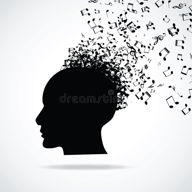 Human Head Open with Color Music Symbols Stock Illustration ...