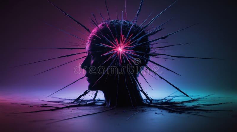 Head Bursting with Ideas, Creative Explosion. Conceptual Image of Human ...