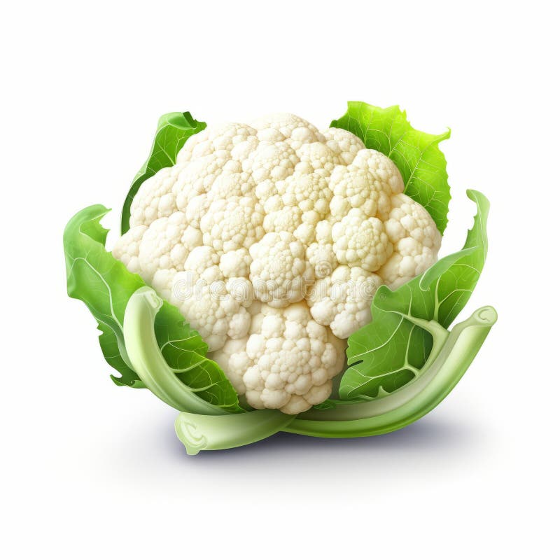Realistic Cauliflower Photo on White Background Stock Illustration ...