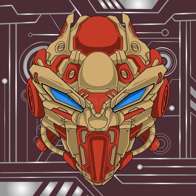 Head Character Technology Robot Warrior Cyborg in Background Stock ...