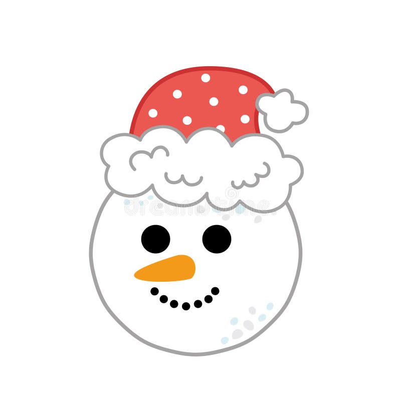 Head of Cheerful Snowman. Snowman in Red Hat. Cartoon, Vector. Stock ...