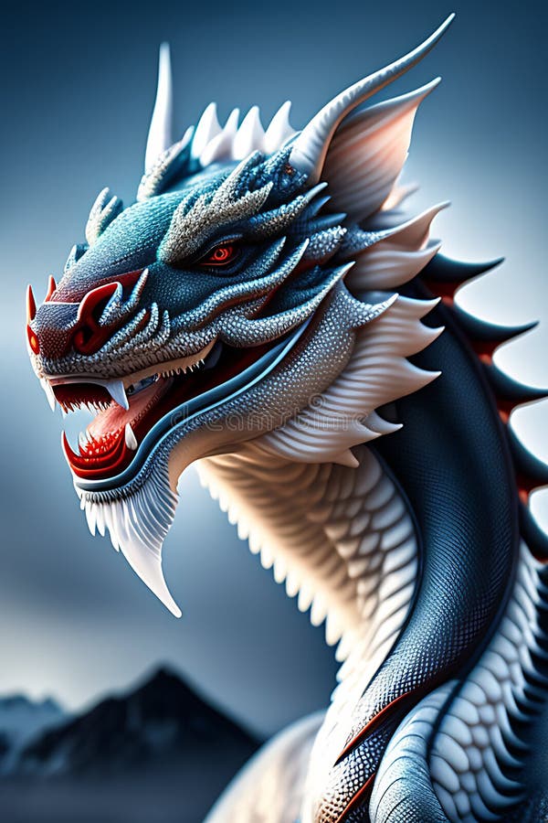 Head of a Chinese Dragon Close-up, Generated 3D Image. Stock ...