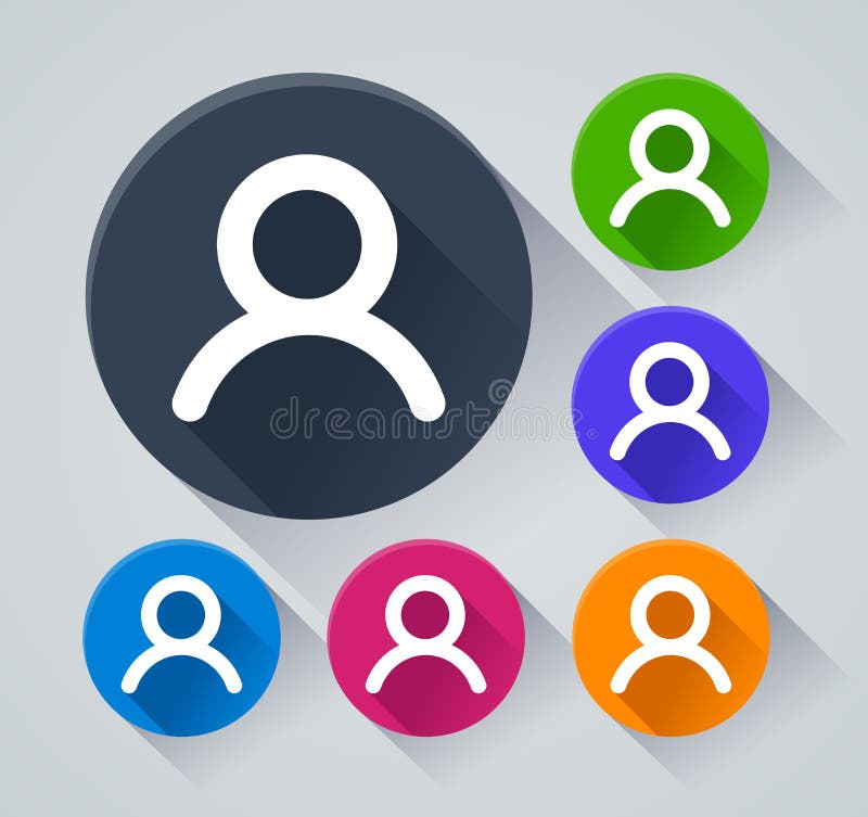 Head Circle Icons with Shadow Stock Vector - Illustration of user, head ...