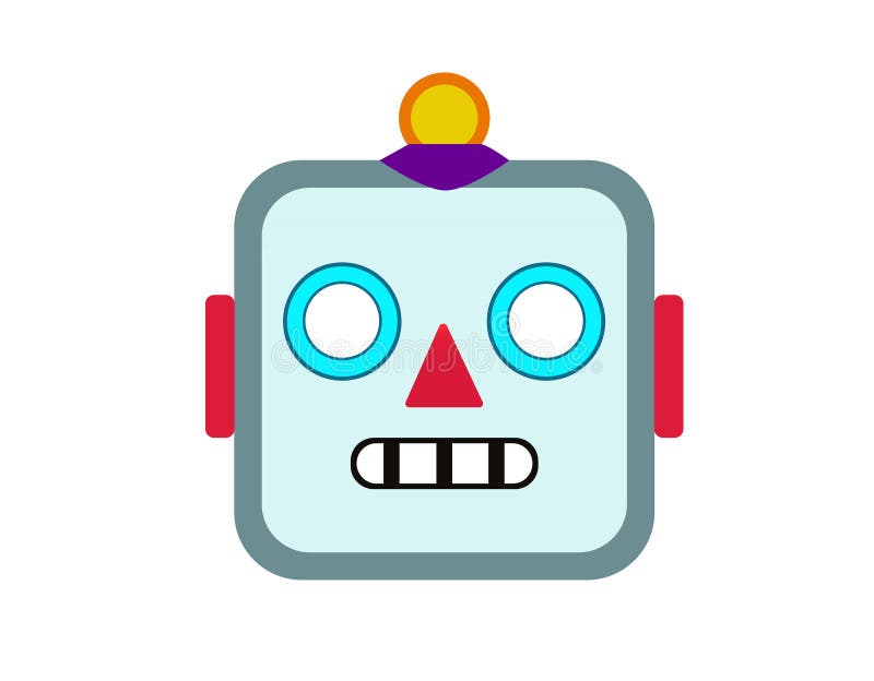 Head of Classic Vintage Tin Toy Grimace Robot Flat Icon with Circular ...