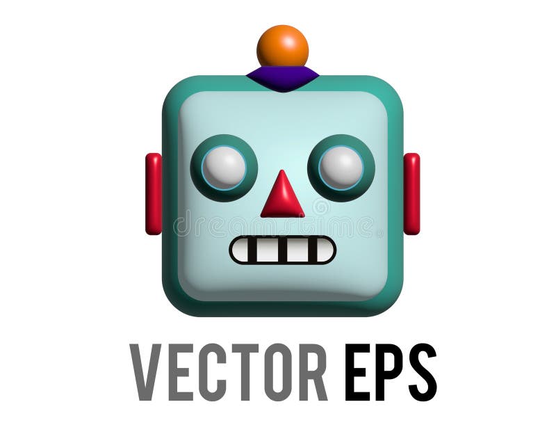 Head of Classic Vintage Tin Toy Grimace Robot Icon with Circular Eyes ...