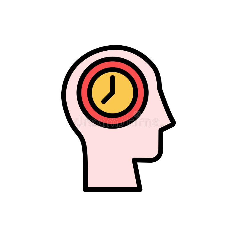 Head Clock Icon. Simple Color with Outline Vector Elements of Brain ...