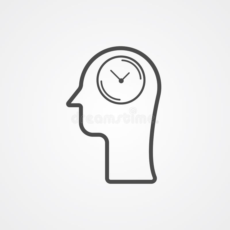 Head with Clock Vector Icon Sign Symbol Stock Vector - Illustration of ...