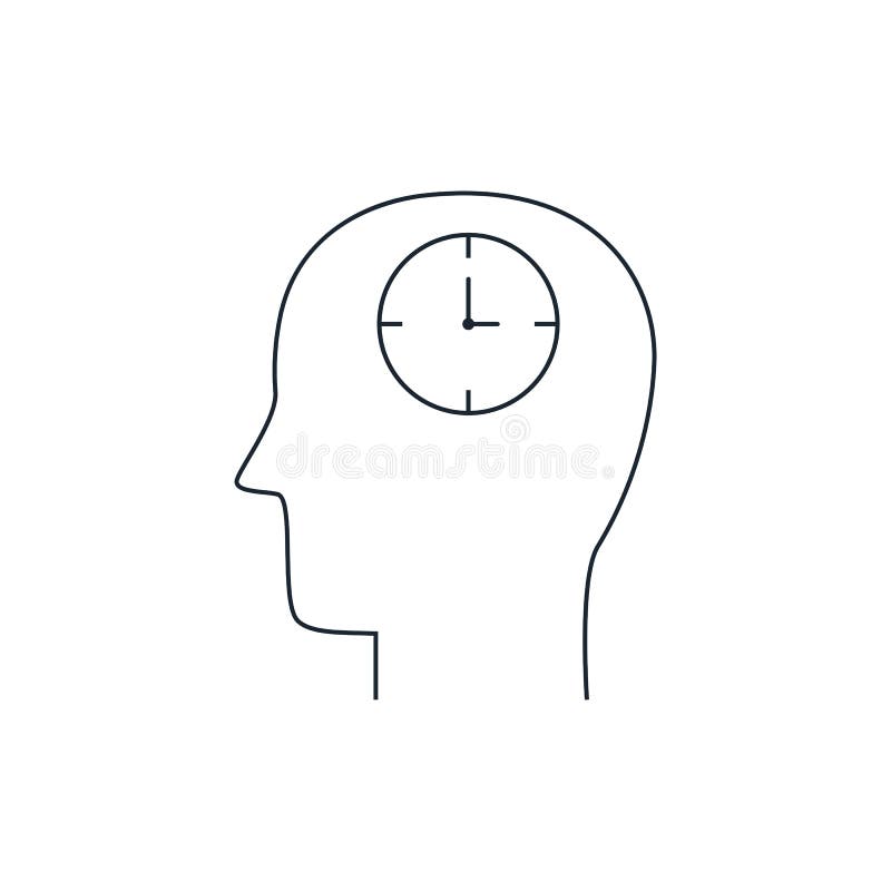 Head with Clock, Thin Line Icon Stock Vector - Illustration of ...