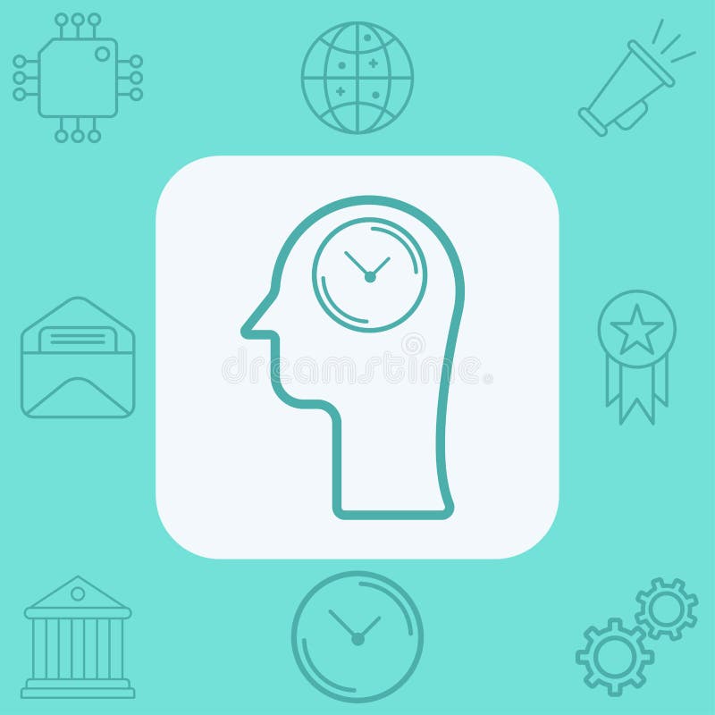 Head with Clock Vector Icon Sign Symbol Stock Vector - Illustration of ...