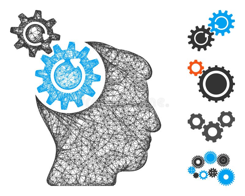 Head Cogs Rotation Web Vector Mesh Illustration Stock Illustration ...