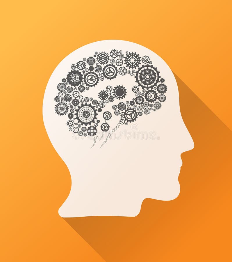Head with Cogs and Wheels for Brain Stock Vector - Illustration of ...