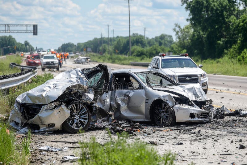 Head on Collision on Highway Silver Car and White Car Involved in ...