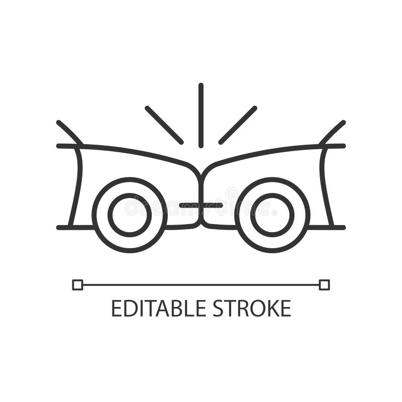 Head-on Collision Linear Icon Stock Vector - Illustration of insurance ...