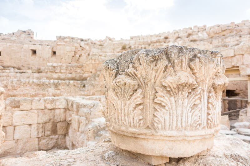 Head of the Column in Herodyon National Park, Palestine Stock Photo ...