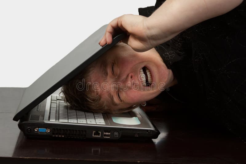 Head in computer stock photo. Image of office, caught - 11549462