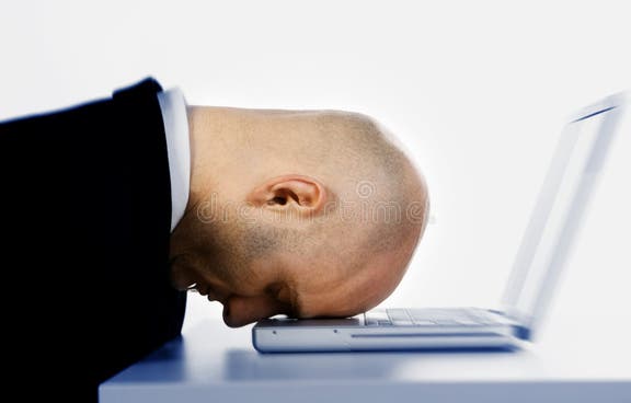 Head on computer stock photo. Image of dumb, male, mistake - 5370572
