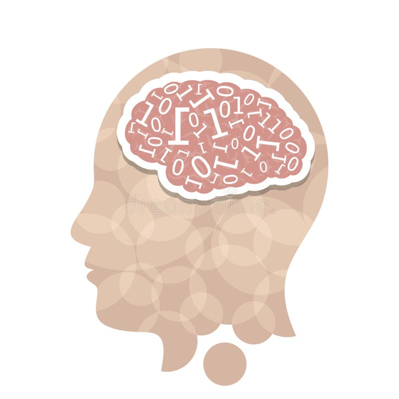 Head with Computer Brain Concept Presentation Stock Vector ...