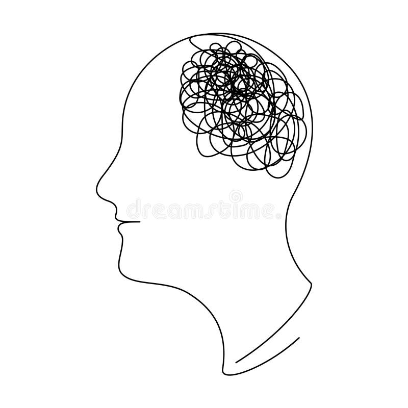 Head with Confusion of Thoughts Stock Vector - Illustration of abuse ...