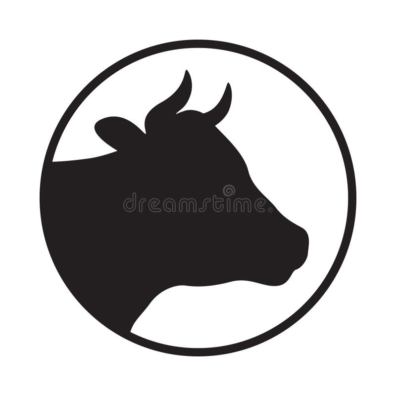 Cow Head Symbol in the Black Circle Stock Vector - Illustration of cute ...