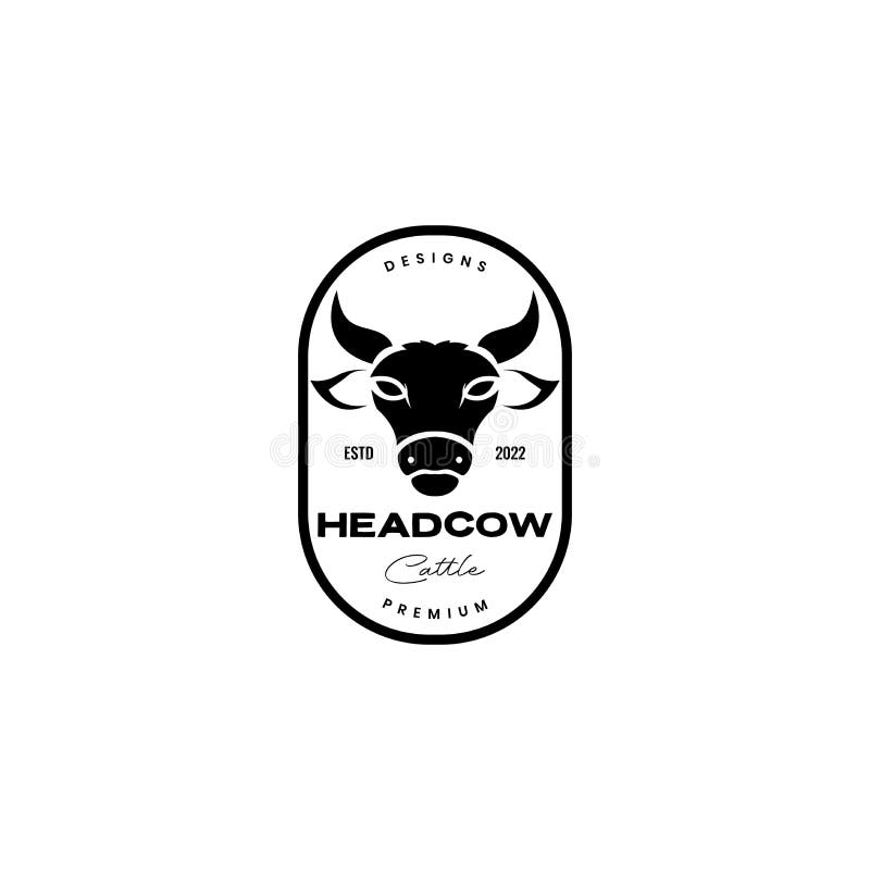 Head Cow Simple Badge Vintage Logo Design Stock Vector - Illustration ...