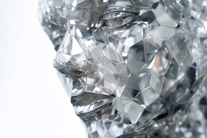 Head Cracks and Breaks into Fragments. Face Disintegration. Background ...