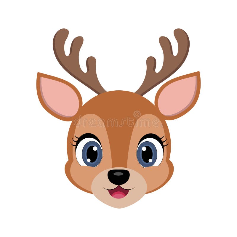 Head of a Cute Cartoon Deer on a Transparent Background. Stock Vector ...