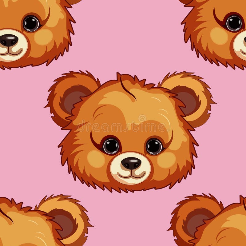 The Head of a Cute Teddy Bear. Seamless Texture, Pattern Stock ...