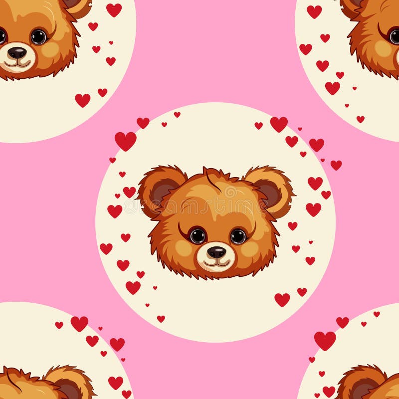 The Head of a Cute Teddy Bear. Seamless Texture, Pattern Stock ...