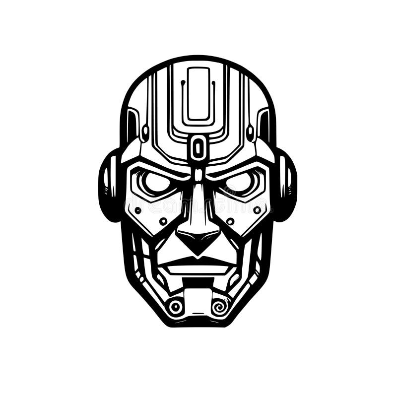 Head with Cyborg Head. Illustration of Cyborg Head Stock Illustration ...